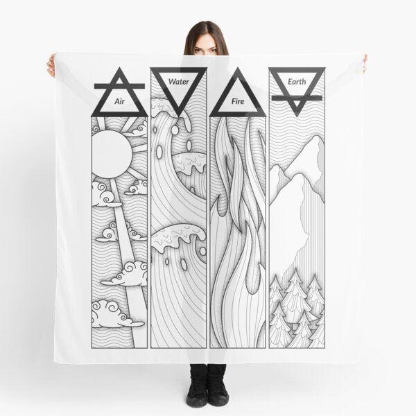 "Air Fire Water Earth Four Elements Greek Triangle Symbols" Scarf for ...