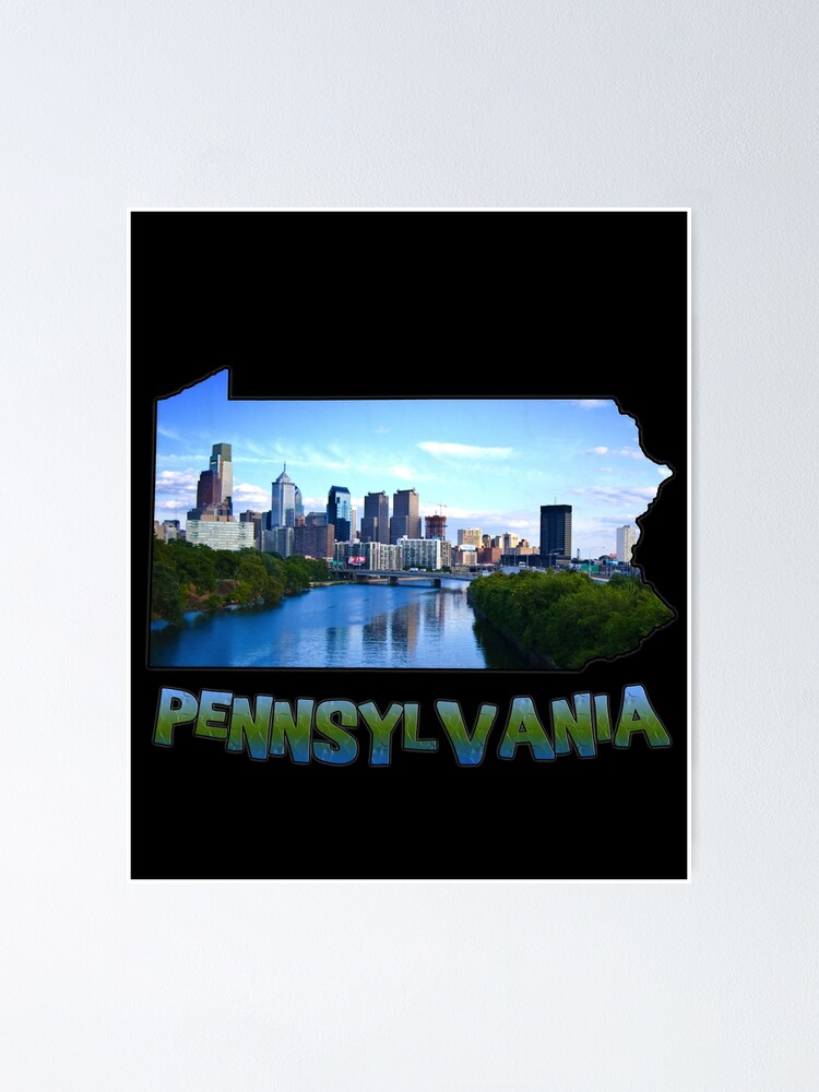 "Pennsylvania State Outline (Philadelphia & Delaware River)" Poster for ...