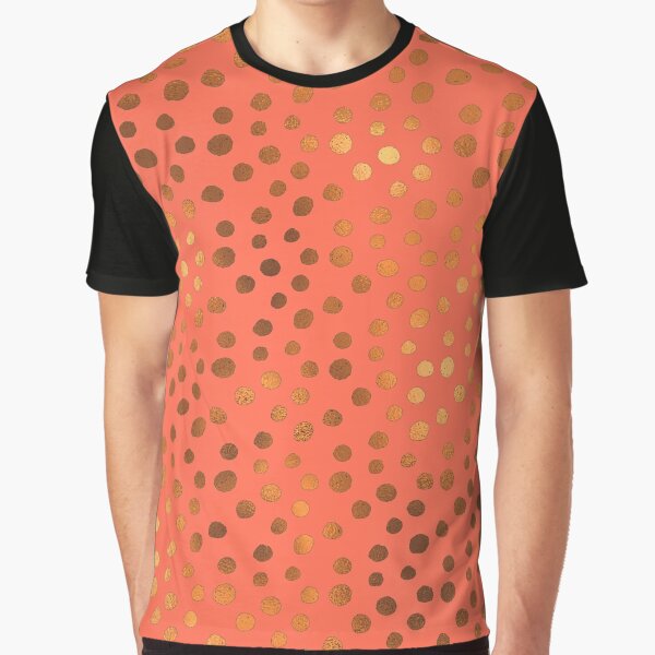 "Living Coral Copper Metallic Polka Dots " T-shirt for Sale by ...