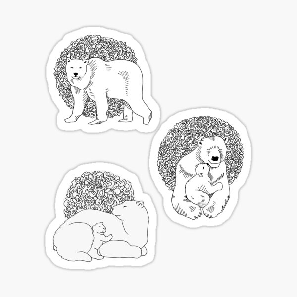 "Doodle Polar Bears (Sticker Pack)" Sticker by artkellyyy | Redbubble