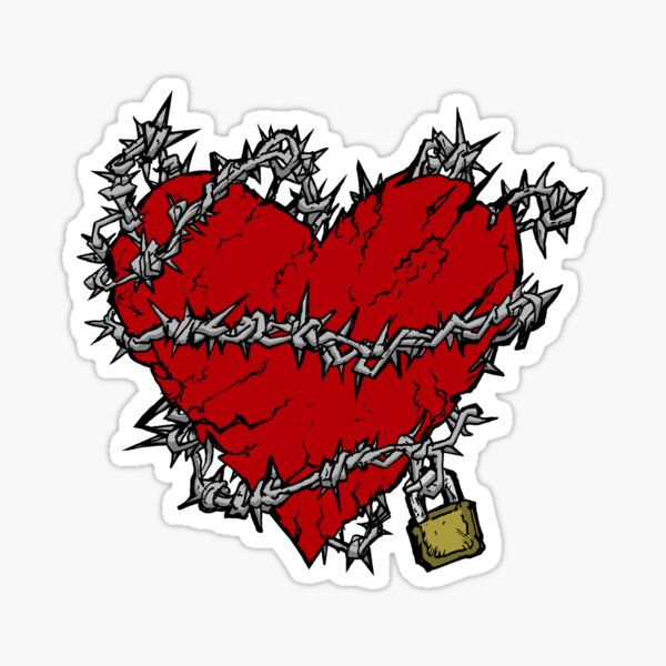 "Barbed Wire Heart" Sticker by ascdesignstudio | Redbubble