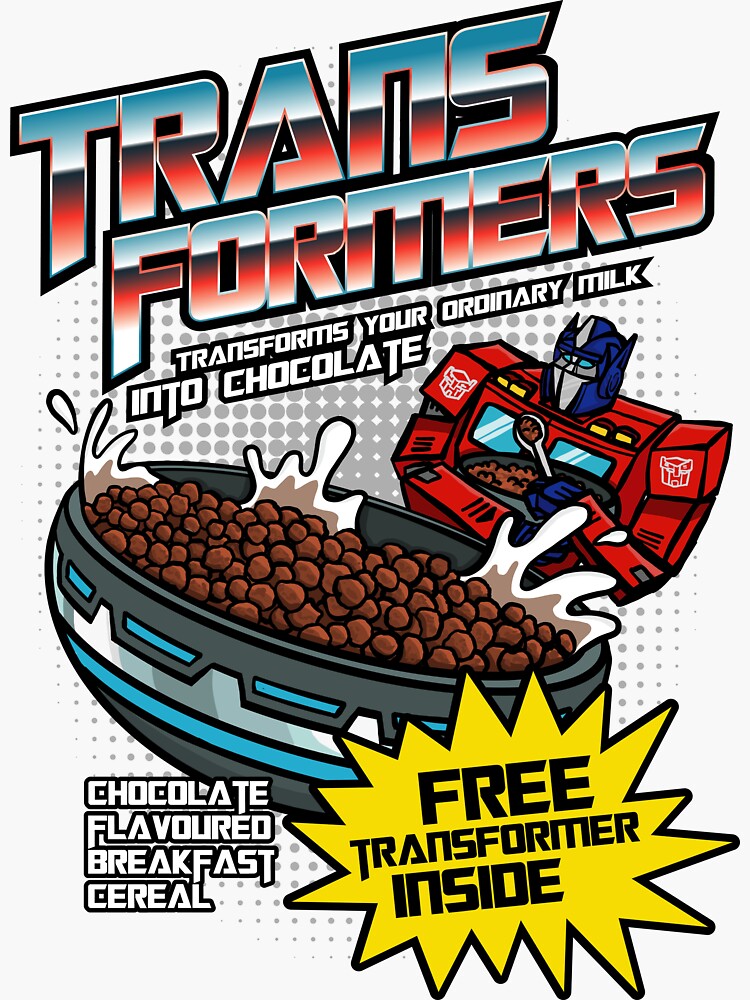 "Transformers Chocolate Cereal" Sticker for Sale by Adam1991 | Redbubble