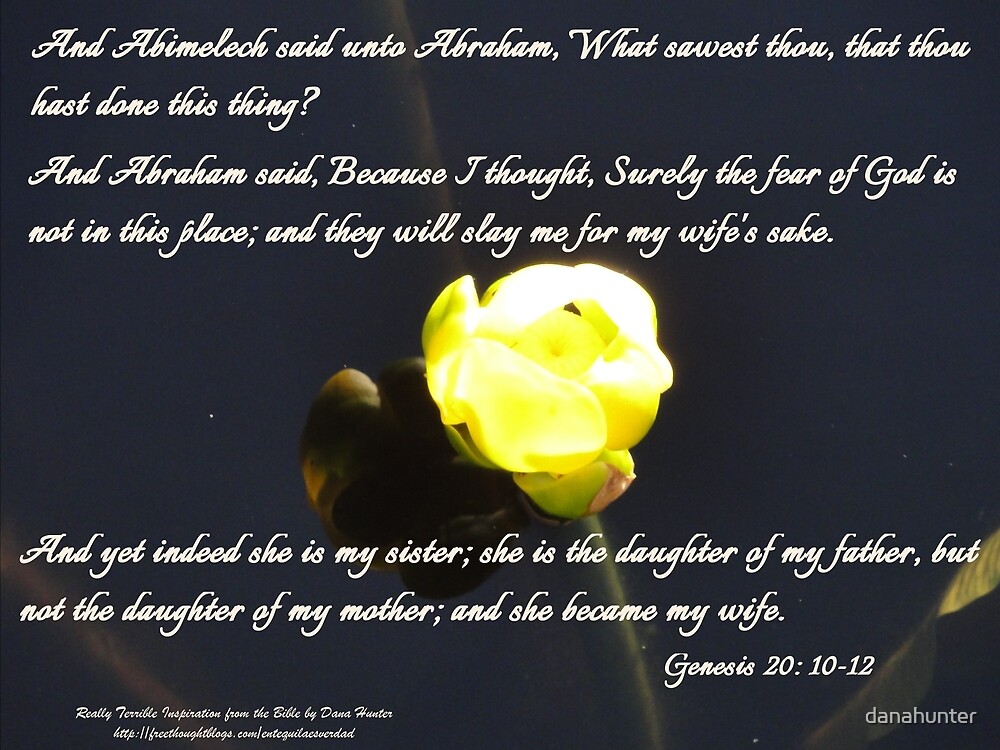 "Really Terrible Bible Inspirations Gen. 20:10-12" by danahunter ...