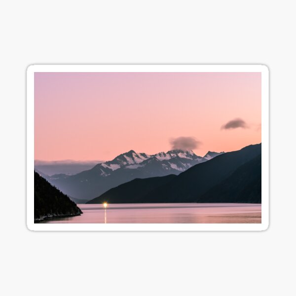 "Pink Sky Sunset in Alaska" Sticker for Sale by debbieannpowell | Redbubble