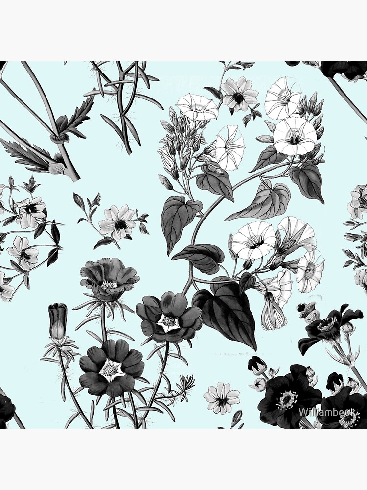 "Greyscale Floral Pattern" Sticker by Williambeuk | Redbubble