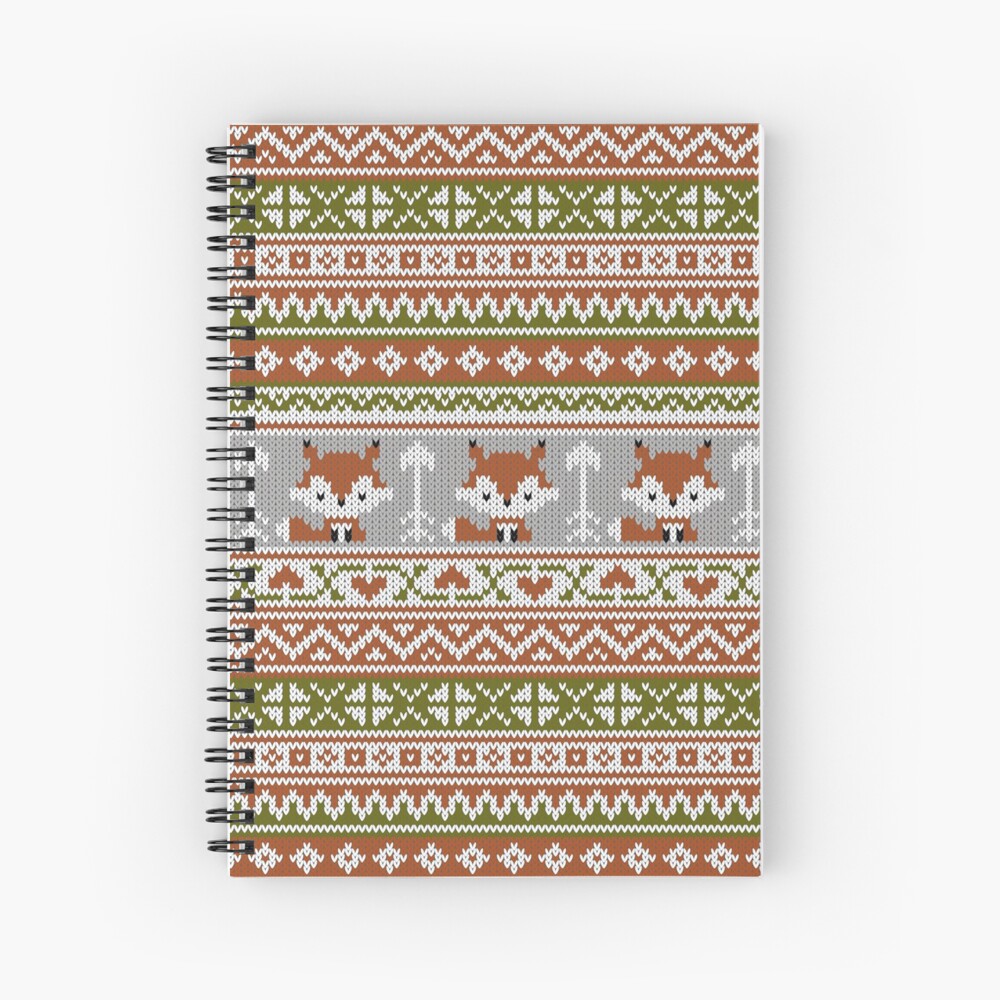 Cuaderno de espiral «Fair Isle Fox - Green» de miavaldez | Redbubble