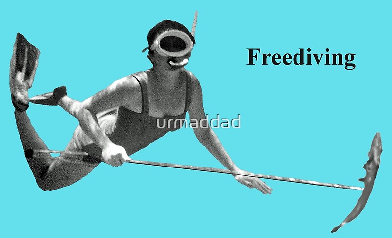 "Freediving Spearfishing Woman Diver with Fish" by urmaddad | Redbubble