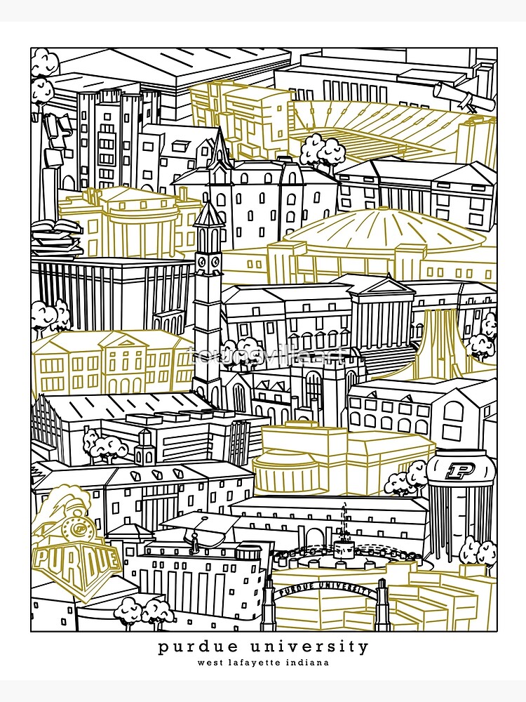 "Purdue University Campus Artwork" Framed Art Print by townsvilleart ...