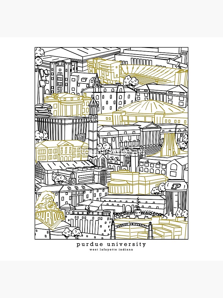 "Purdue University Campus Artwork" Throw Pillow by townsvilleart ...
