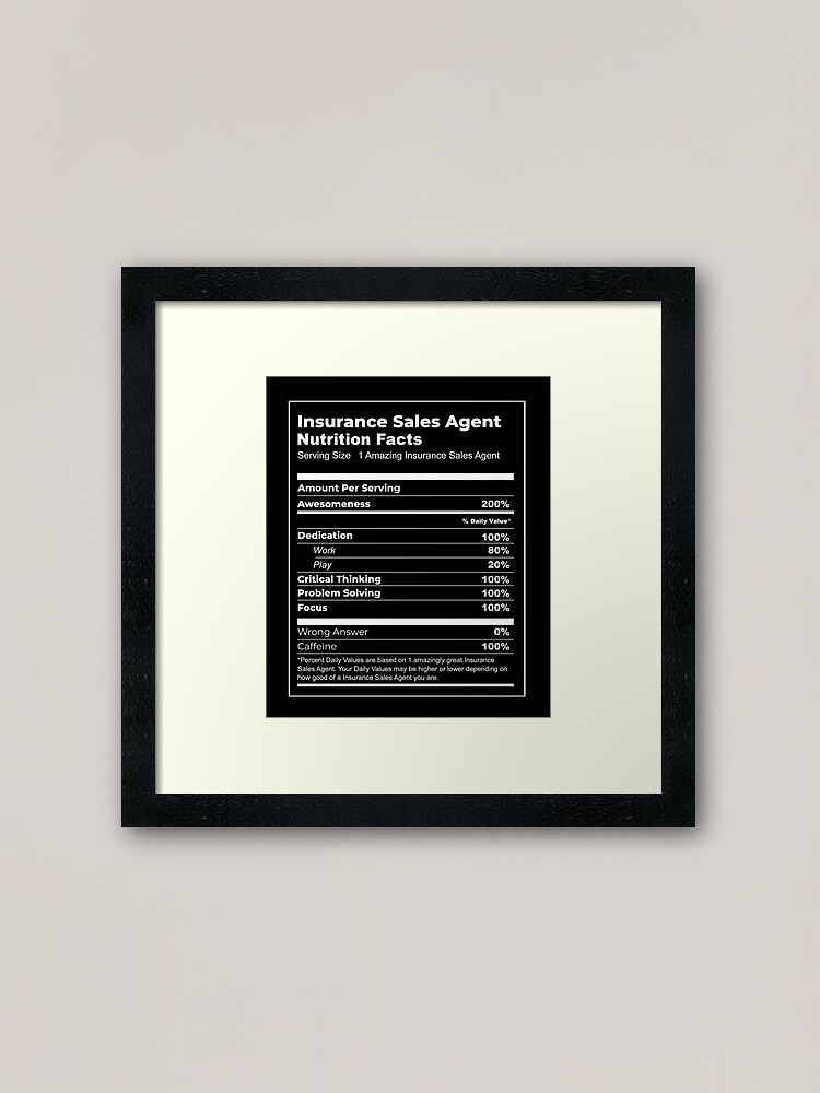 "Funny Insurance Sales Agent T-shirt (Nutrition Facts Parody Meme ...