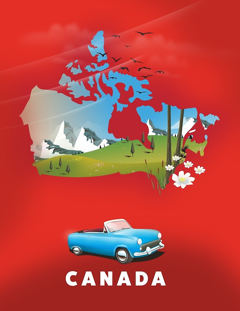 "Canada illustrated travel poster " by Nicholas Greenaway | Redbubble
