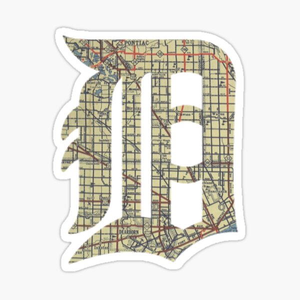 "Detroit City map Old English D " Sticker for Sale by obviouslogic ...