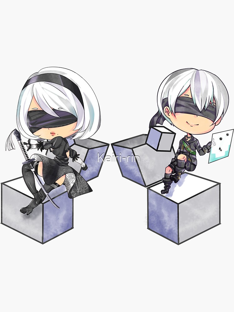 "2B + 9S " Sticker by Kairi-rin | Redbubble