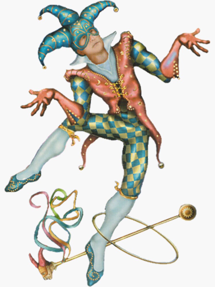 "Dancing Blue Jester" Sticker for Sale by roseieaf | Redbubble