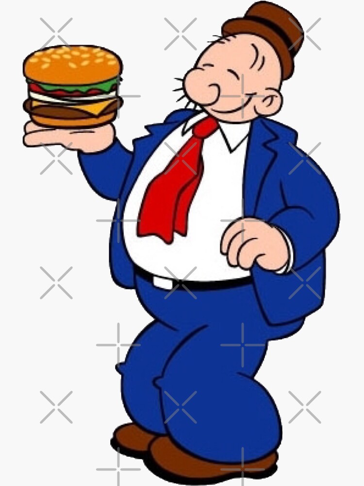 "Wimpy Hamburger Cartoon" Sticker for Sale by VintageTeesNow | Redbubble