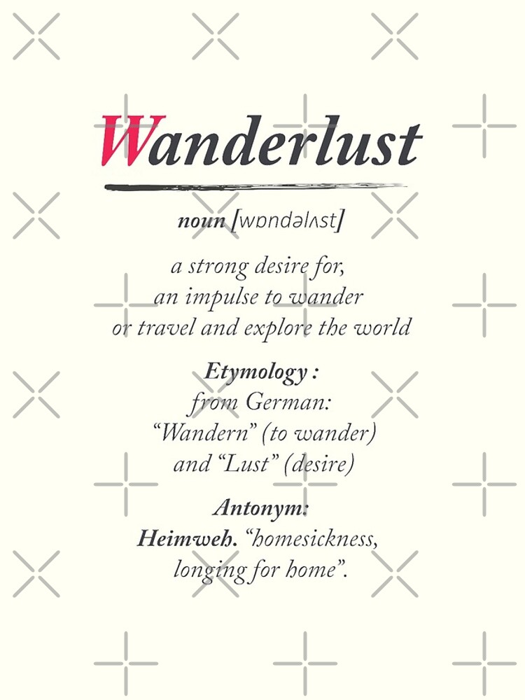 "Wanderlust, dictionary definition, word meaning illustration, travel ...