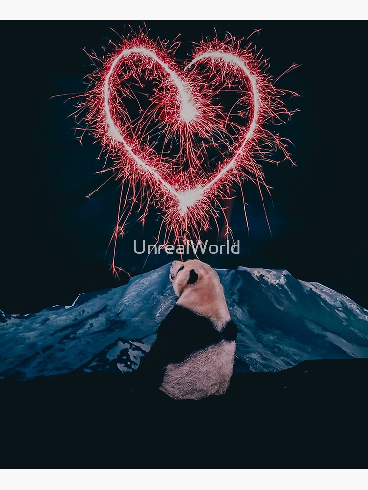 "Panda and fireworks" Poster by UnrealWorld | Redbubble