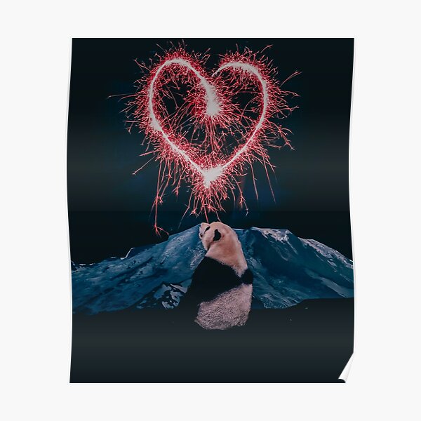 "Panda and fireworks" Poster by UnrealWorld | Redbubble