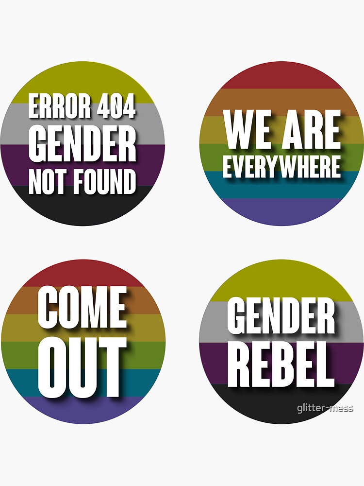"COME OUT! stickers (non-binary version)" Sticker for Sale by glitter-mess | Redbubble