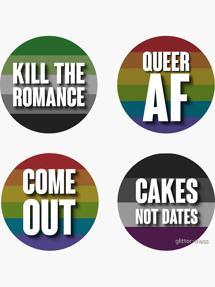 "COME OUT! stickers (aro-ace version)" Sticker for Sale by glitter-mess ...