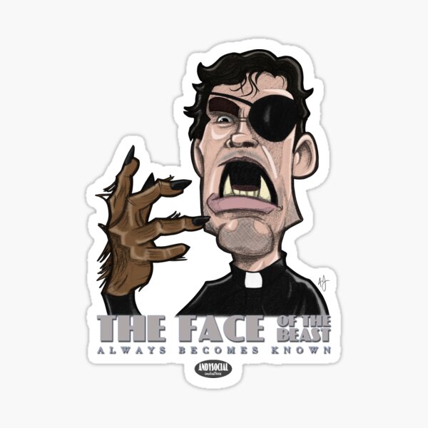 "Reverend Lester Lowe" Sticker by andysocial | Redbubble