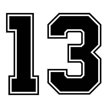 "13 American Football Classic Vintage Sport Jersey Number in black ...