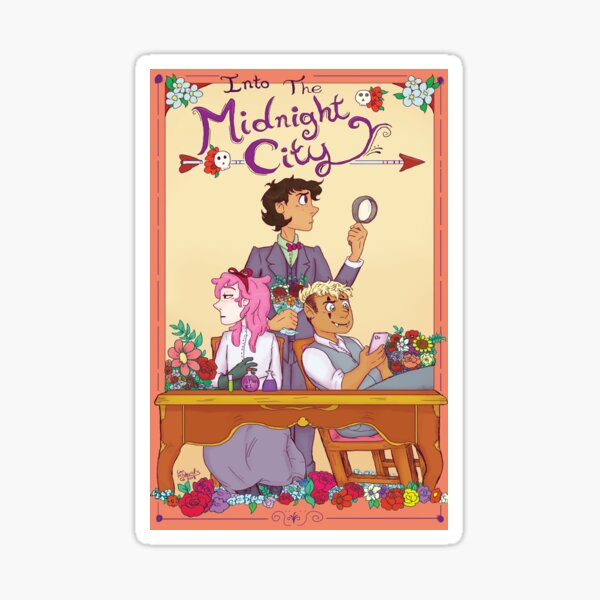"INTO THE MIDNIGHT CITY" Sticker by can-can-artnerd | Redbubble