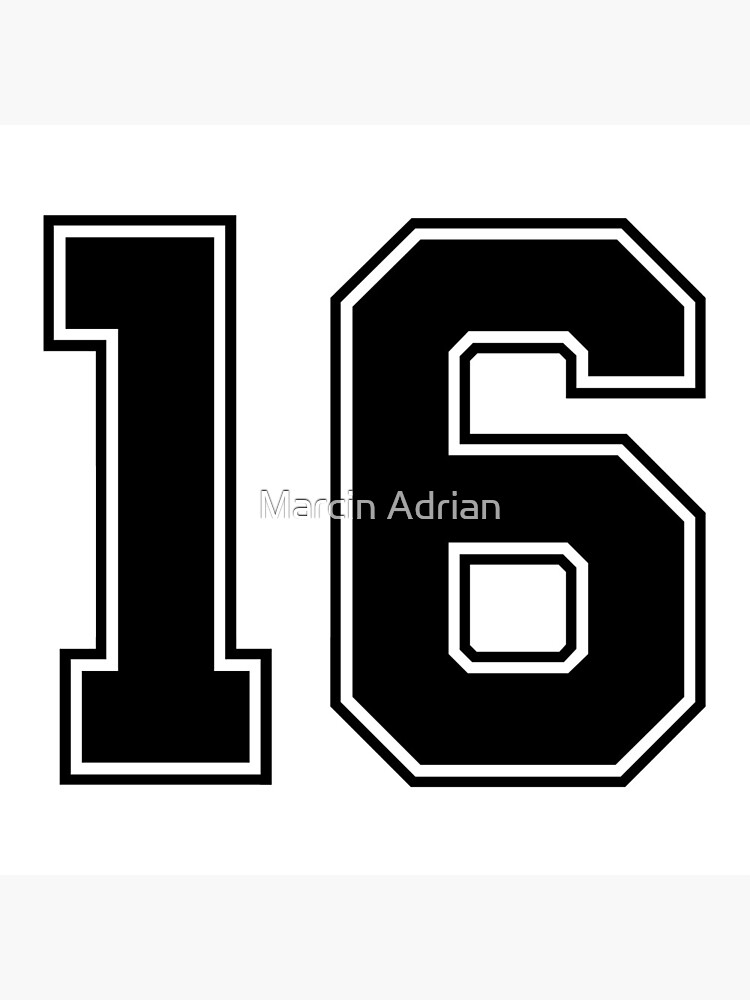 "16 American Football Classic Vintage Sport Jersey Number in black ...
