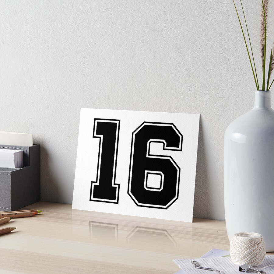 "16 American Football Classic Vintage Sport Jersey Number in black ...