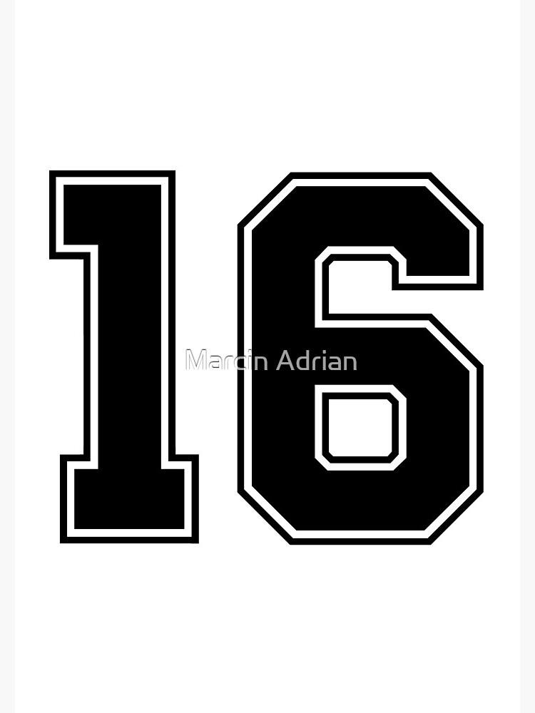 "16 American Football Classic Vintage Sport Jersey Number in black ...