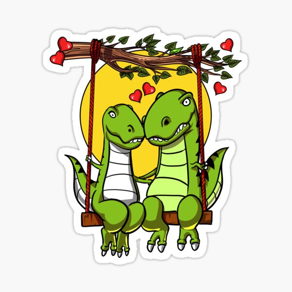 "Cute T-Rex Dinosaur Couple " Sticker for Sale by underheaven | Redbubble