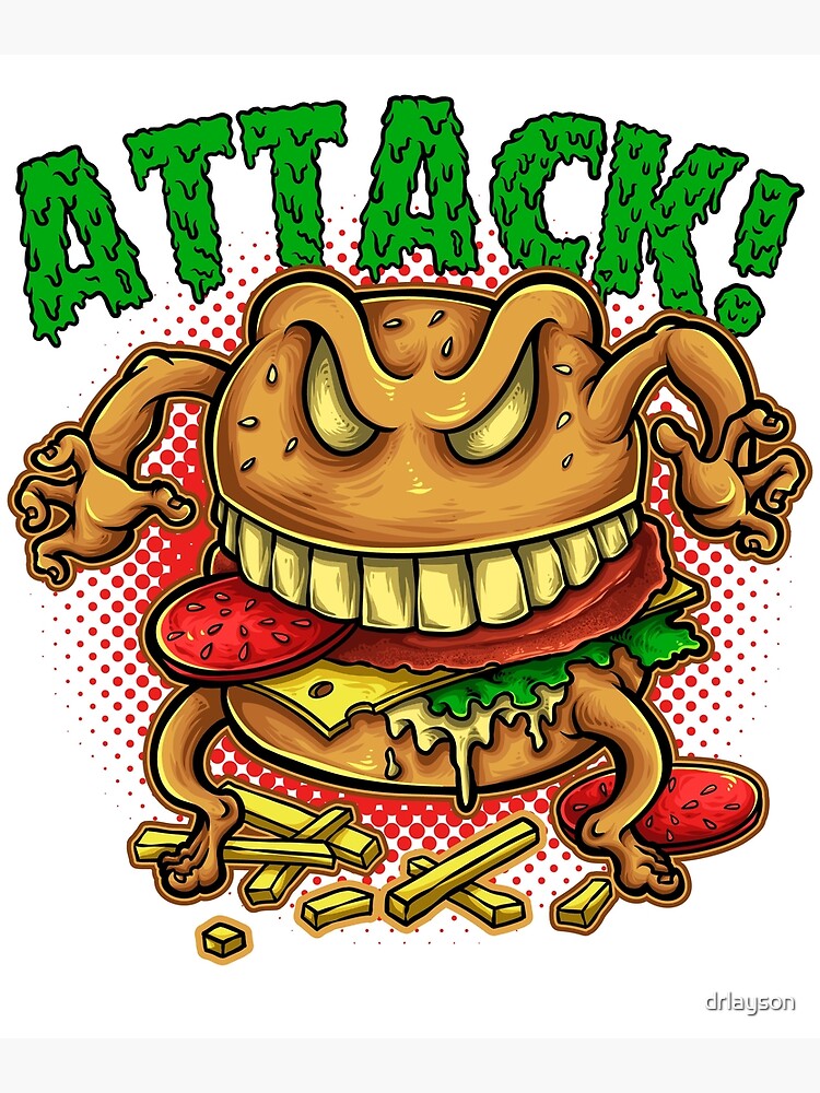 "Angry Fast Food Burger Boss - Foodie Monster" Poster for Sale by ...