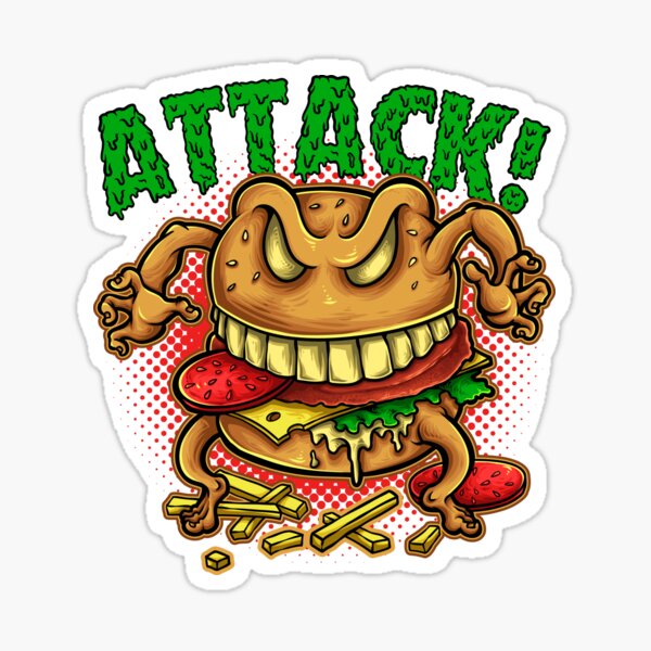 "Angry Fast Food Burger Boss - Foodie Monster" Sticker by drlayson ...
