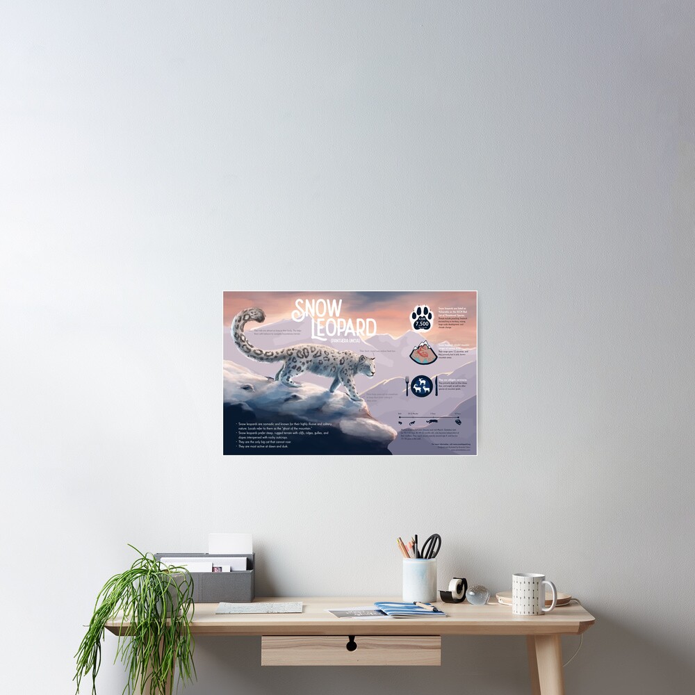 "Snow Leopard Informational Poster - Animal Education" Poster by ...