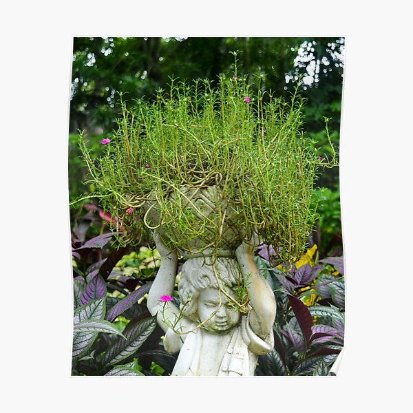 "Cherub Plant Pot Sculpture" Poster by sb-illustration | Redbubble