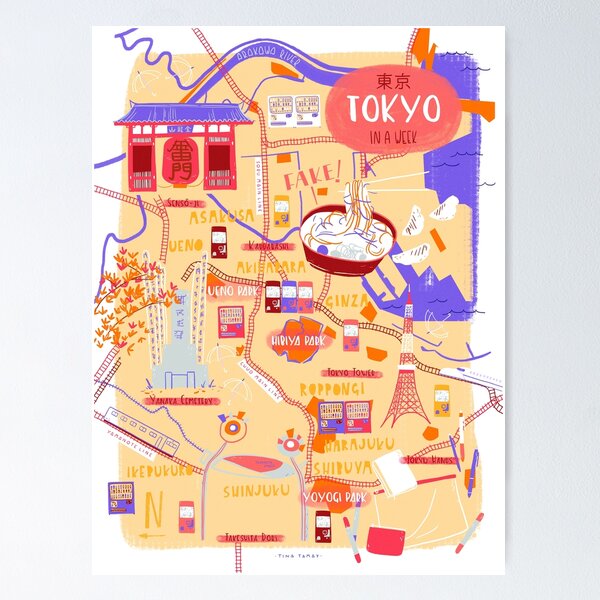 "Tokyo map" Poster for Sale by tinatamay | Redbubble