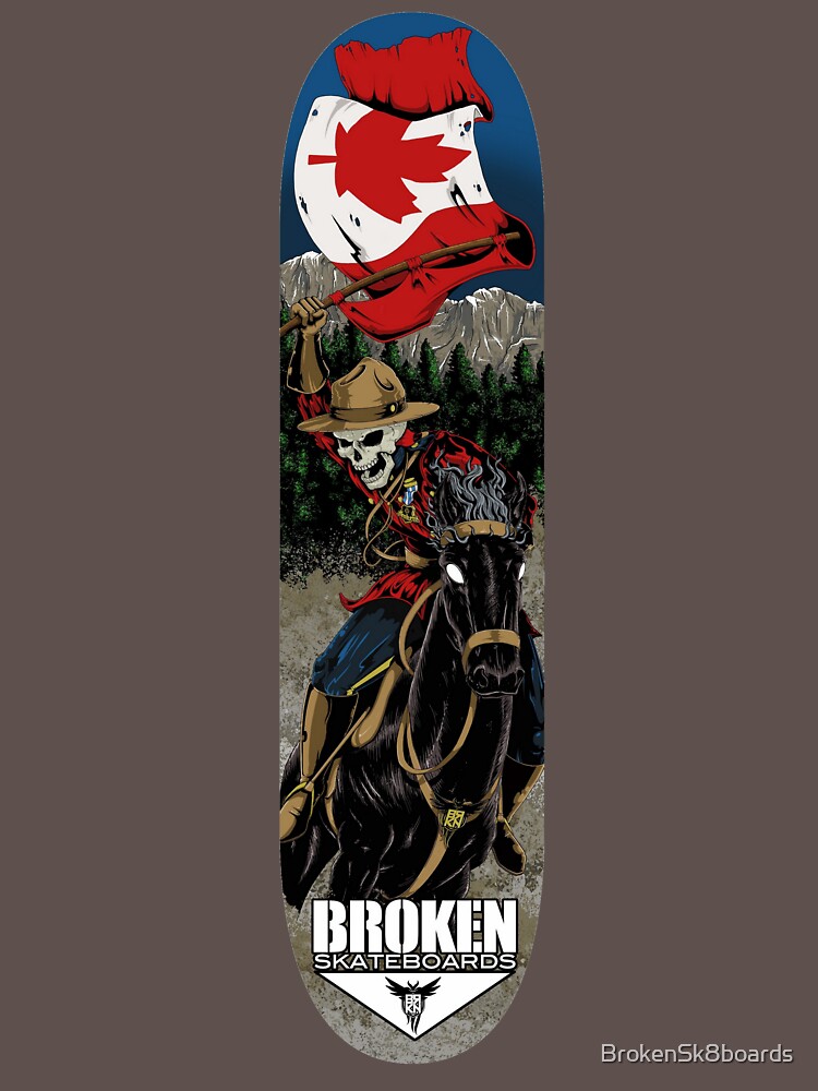 "Skeleton Mountie Skateboard" T-shirt for Sale by BrokenSk8boards ...