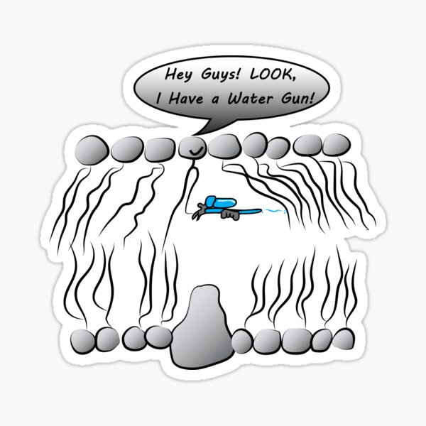 "Funny Water Gun in Cell Membrane" Sticker for Sale by BioPositive ...