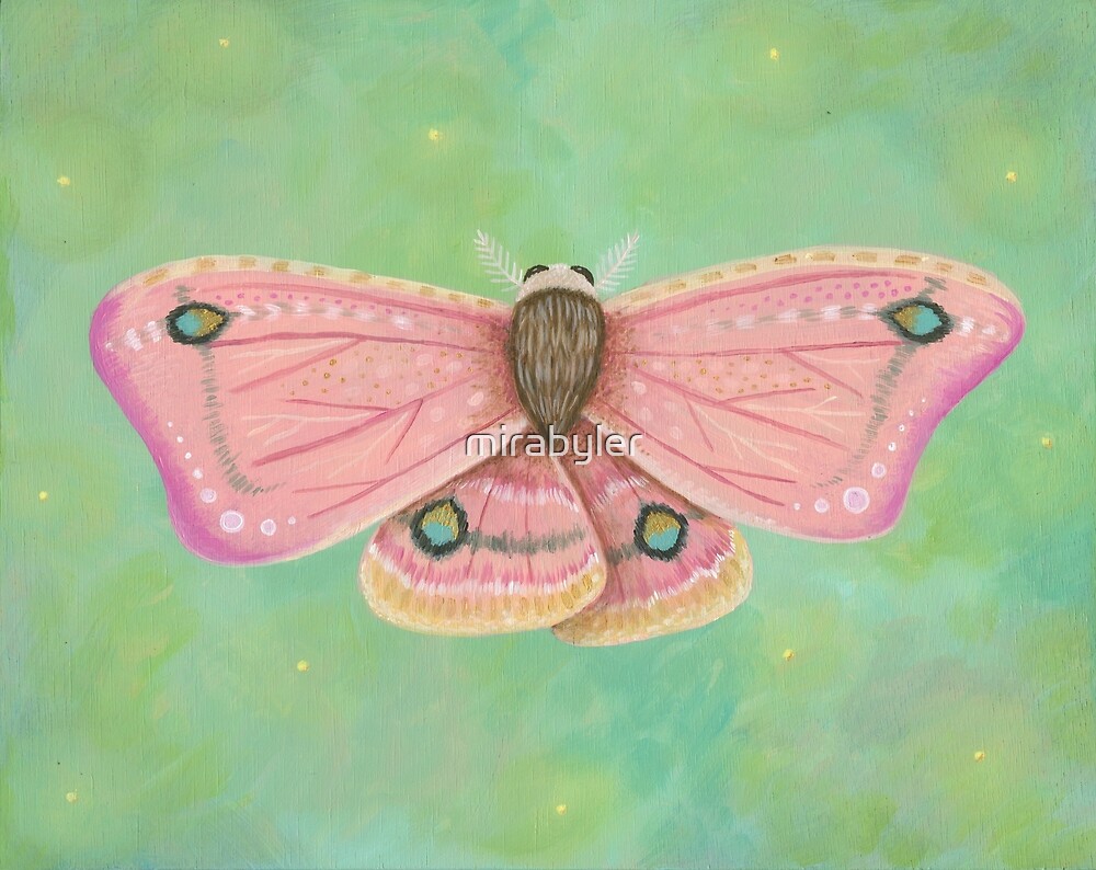 "Pink Silk Moth" by mirabyler | Redbubble