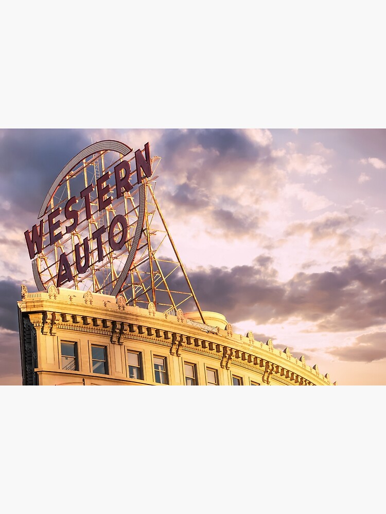 "Kansas City Western Auto Neon Sign at Sunrise" Framed Art Print by ...