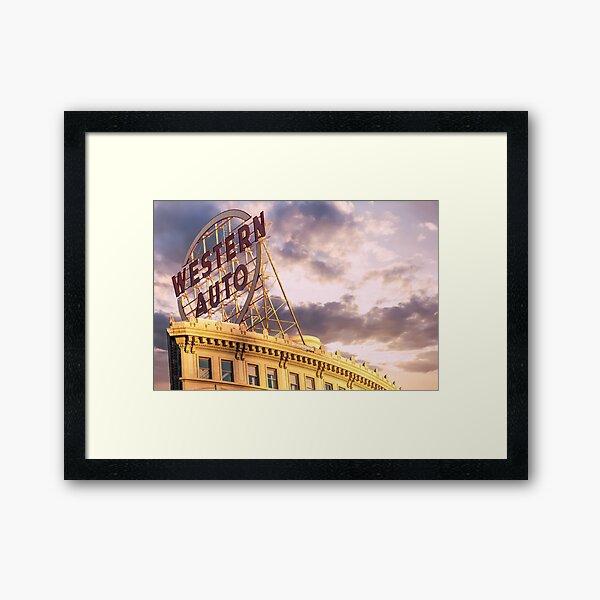 "Kansas City Western Auto Neon Sign at Sunrise" Framed Art Print by ...