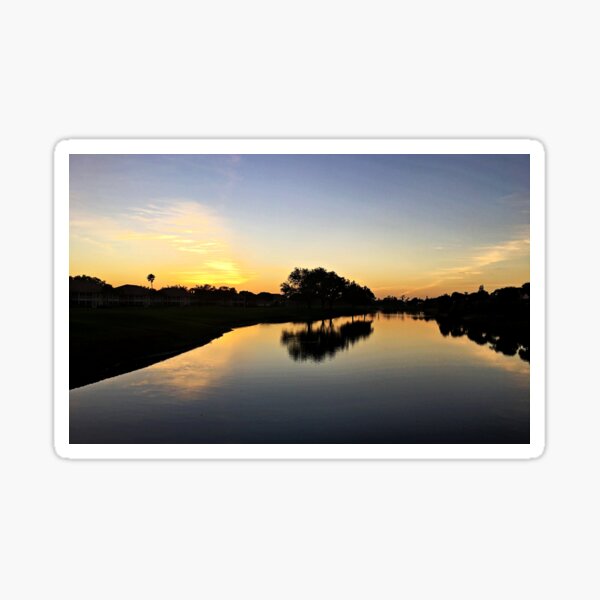 "Sunset on Lake with Trees" Sticker by abbymiller318 | Redbubble