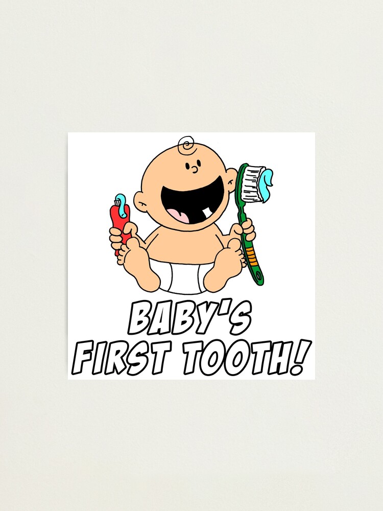 "Baby's First Tooth Funny Cartoon Baby" Photographic Print for Sale by ...