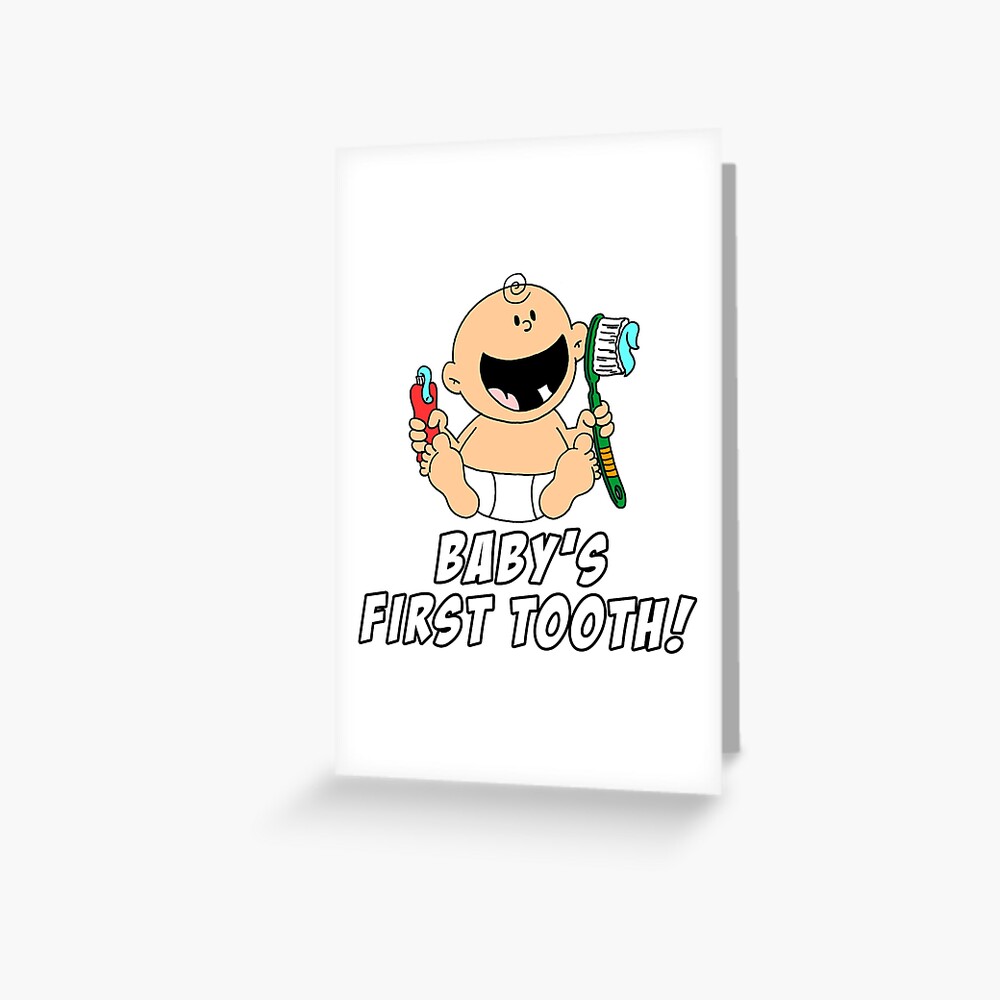 "Baby's First Tooth Funny Cartoon Baby" Greeting Card for Sale by ...