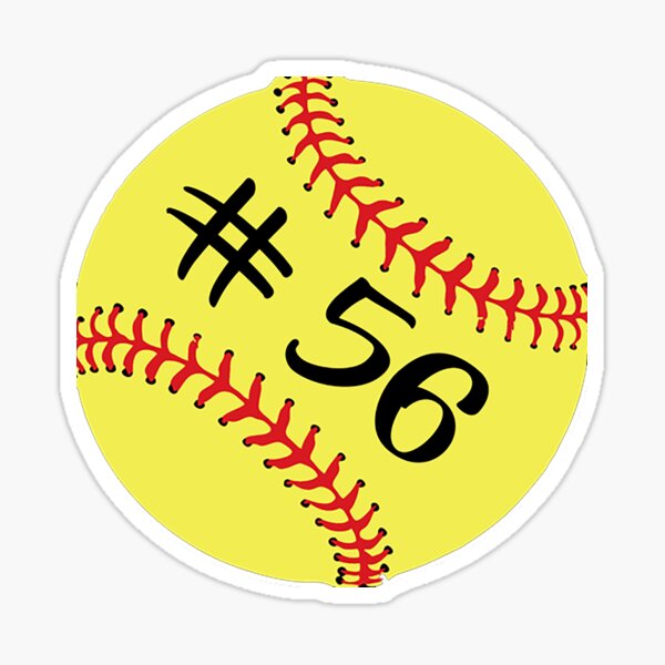 "Softball Player Jersey No 56 Back Number #56 Ball Sport Sticker Gift ...