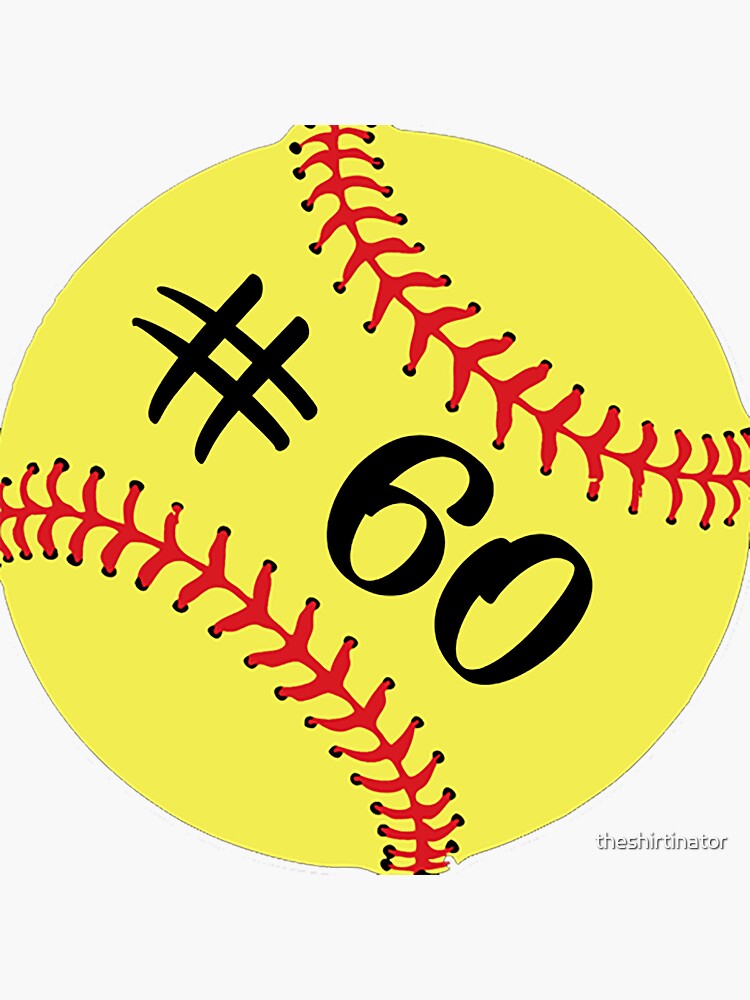 "Softball Player Jersey No 60 Back Number #60 Ball Sport Sticker Gift ...