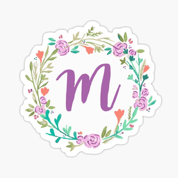 "violet floral wreath letter M" Sticker for Sale by designxmad | Redbubble