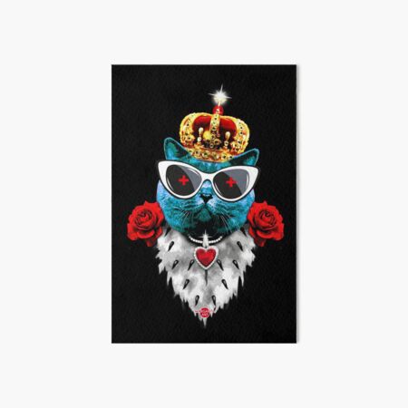 "47 Blue Cat King Queen Sunglasses Crown Roses" Art Board Print by ...