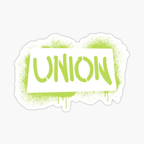 "union stencil - green" Sticker for Sale by BrownWoodRobot | Redbubble