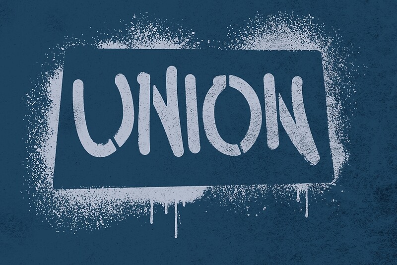 "union stencil - white" by BrownWoodRobot | Redbubble